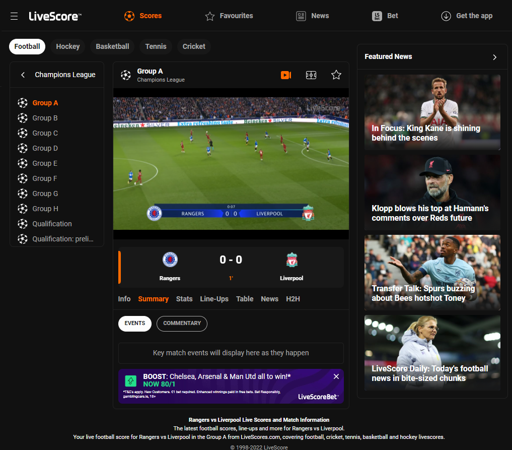 Guide: How to watch the UEFA Champions League for free in the UK with LiveScore - Sporticos